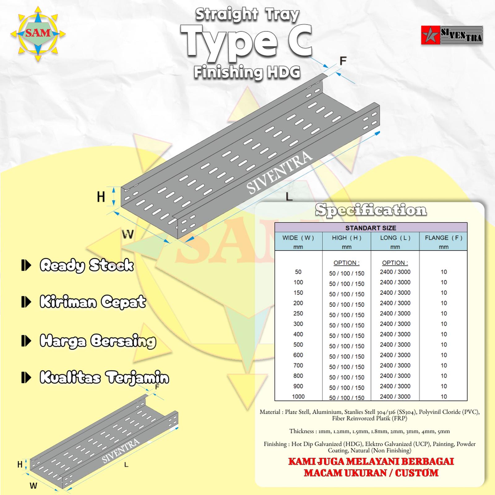 Cable Tray Galvanis Merk Siventra - SIVENTRA